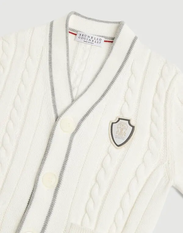Brunello Cucinelli Cotton Cable Knit Cardigan With Logo