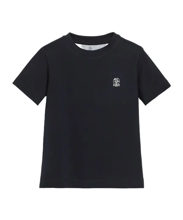Brunello Cucinelli Cotton Jersey T-shirt With Logo - Navy Blue