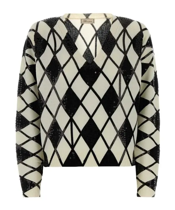 Blumarine Long-sleeve V-neck Sweater - Black
