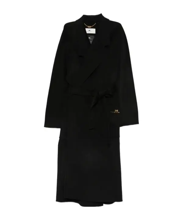 Elisabetta Franchi Coat With Logo Plaque And Tie-waist