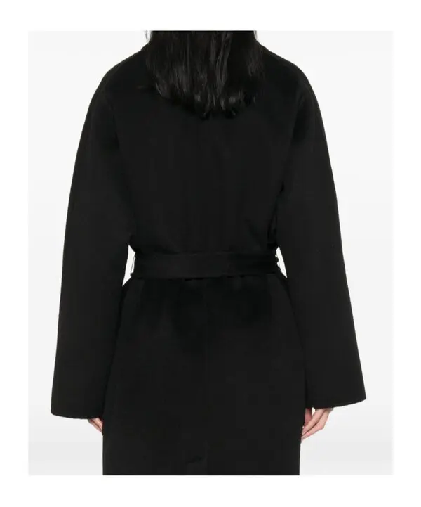 Elisabetta Franchi Coat With Logo Plaque And Tie-waist