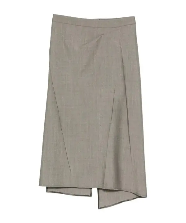 Victoria Beckham Pressed Tailored Midi Skirt - Grey