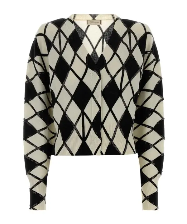 Blumarine Long-sleeve V-neck Cardigan - Black
