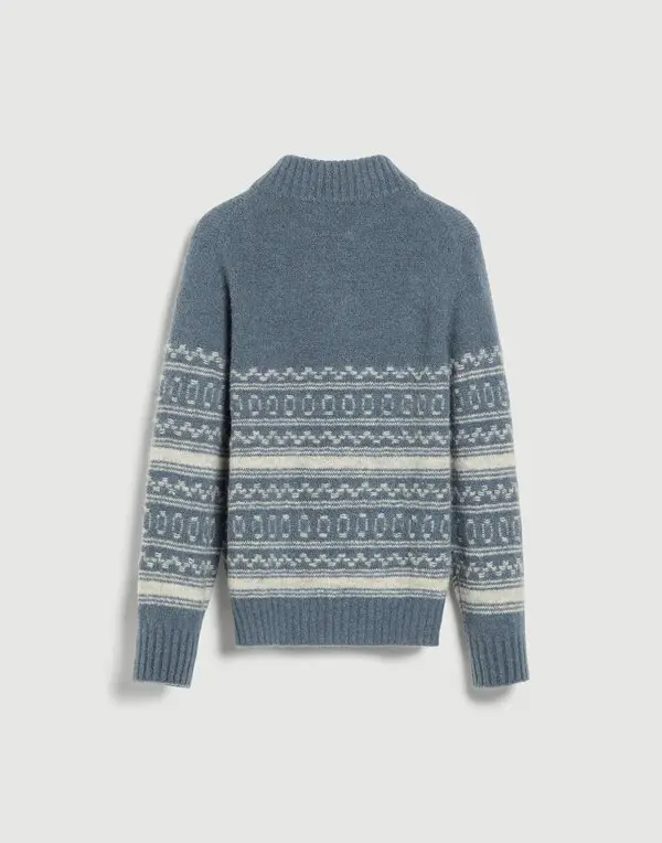 Brunello Cucinelli Alpaca, Cashmere And Wool Nordic Jacquard Cardigan With Zip - Blue