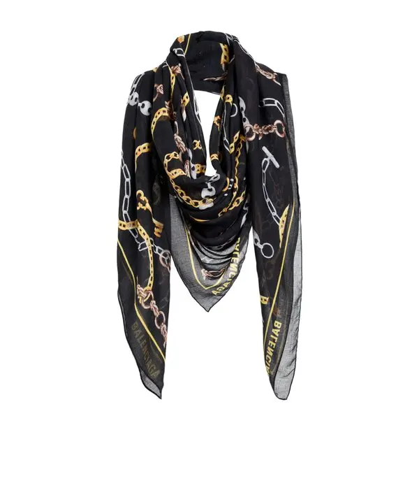 Balenciaga Colorful Chiffon Square Scarf - Black