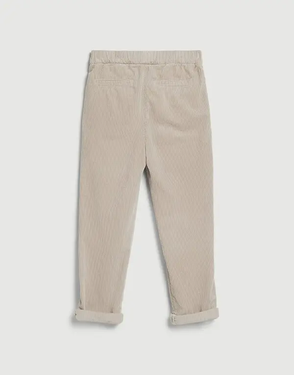 Brunello Cucinelli Garment-dyed Trousers In Cotton Corduroy With Drawstring And Double Pleats - Beige