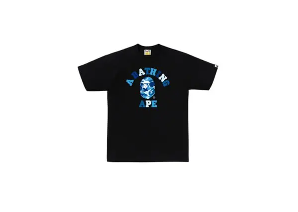 A BATHING APE Abc Camo College Blue Camo T-shirt - Black