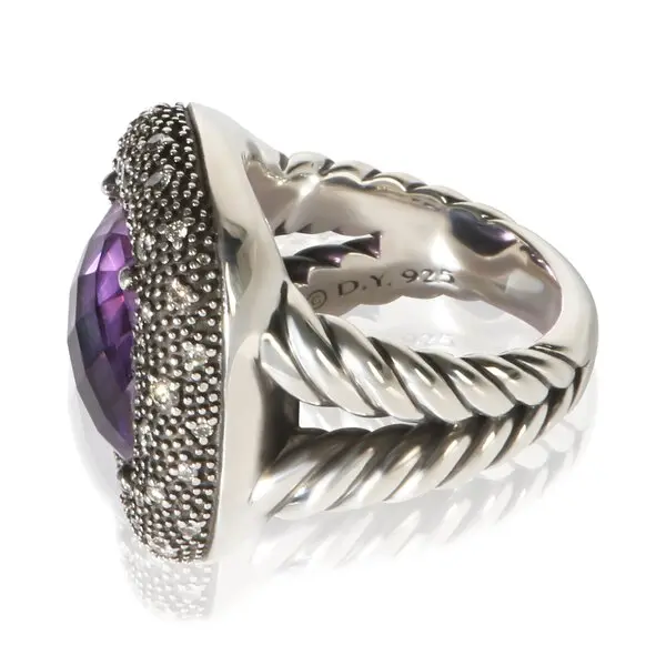 David Yurman Sterling Silver Amethyst And Diamond Midnight Melange Ring