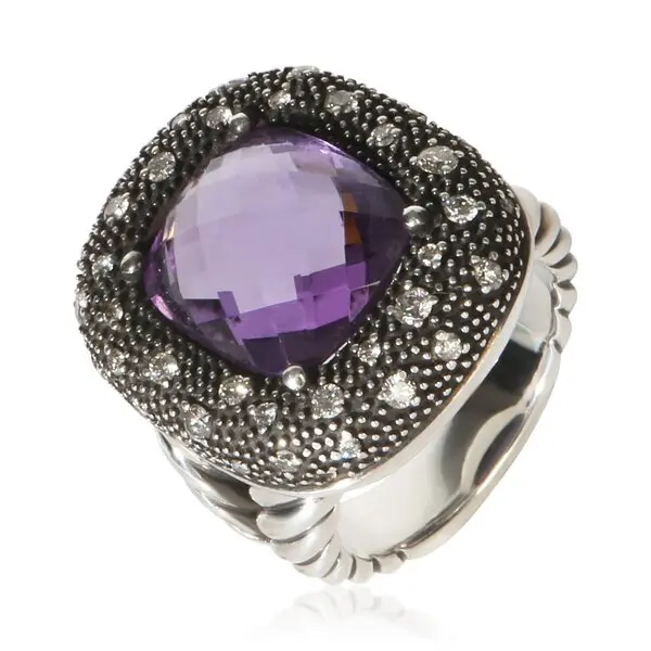 David Yurman Sterling Silver Amethyst And Diamond Midnight Melange Ring