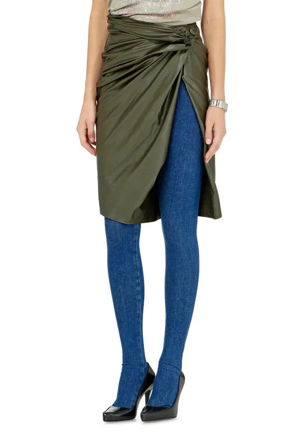DIESEL® Draped Pencil Skirt With Split - Green