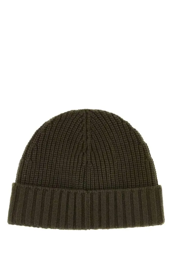Stone Island Ribbed Cashmere Beanie Hat - Green