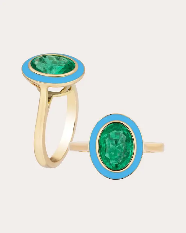 Goshwara Emerald Queen Faceted Oval Ring - Green