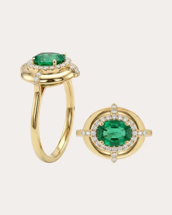 Goshwara Emerald Limited Edition Oval Medallion Ring - Green