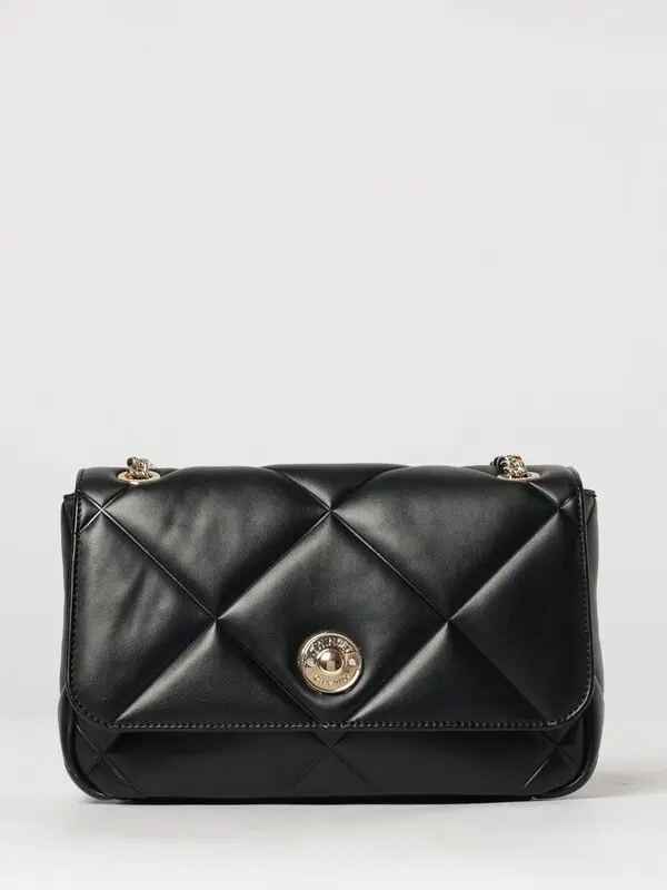 TWINSET Quilted Synthetic Leather Crossbody Bag With Flap Closure - Black