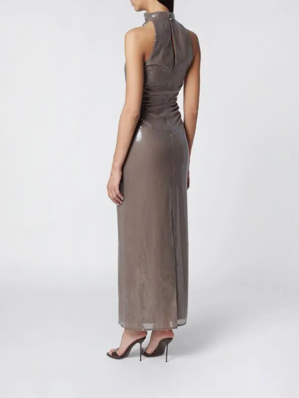 ROTATE BY BIRGER CHRISTENSEN Long Sequin-embellished Sheath Gown With Halter Neck