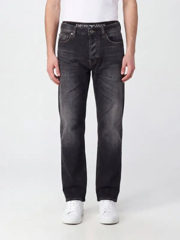 Emporio Armani Mid-rise Straight-fit Jeans In Cotton Denim - Grey
