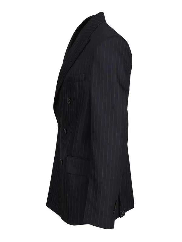 GOLDEN GOOSE Double-breasted Blazer In Pinstriped