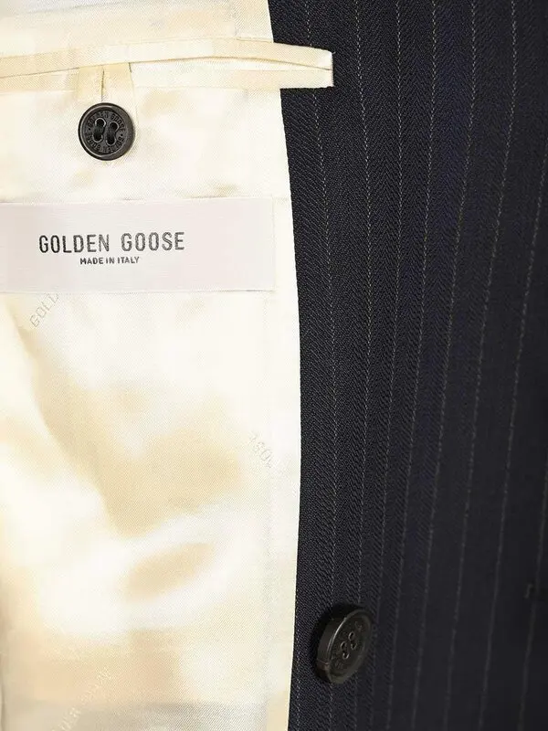 GOLDEN GOOSE Double-breasted Blazer In Pinstriped