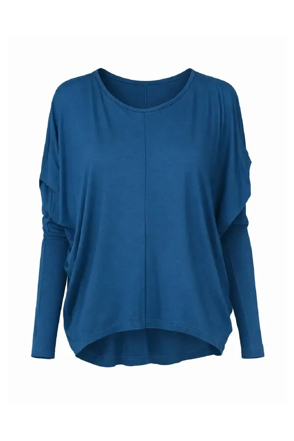 CONQUISTA Draped Batwing Long Sleeve Top