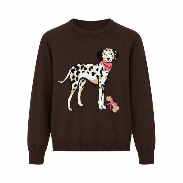 YUMI Dalmatian Intarsia Relaxed Jumper