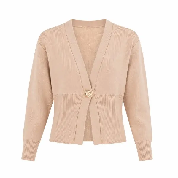 YUMI Neutrals Knitted Button Cardigan