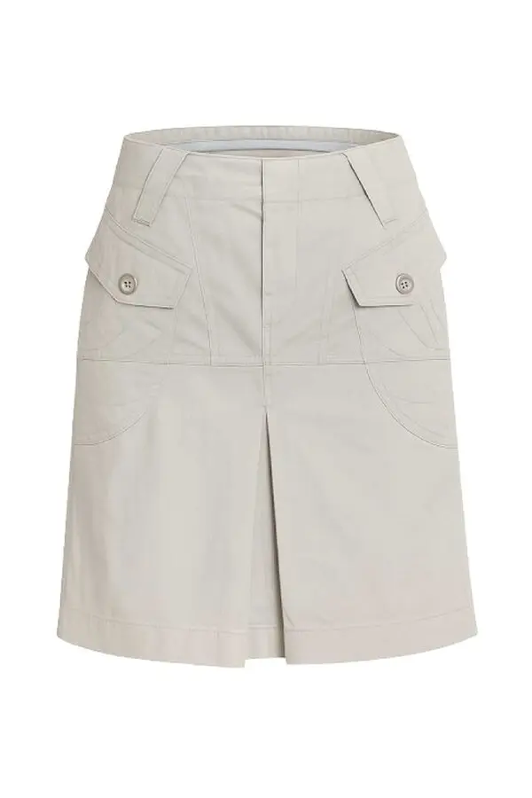 CONQUISTA Neutrals Cotton Gabardine Skirt With Buttoned Pockets