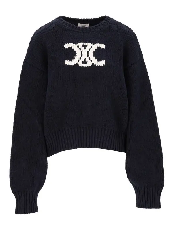 Celine Triomphe Jacquard Knit Sweater - Blue