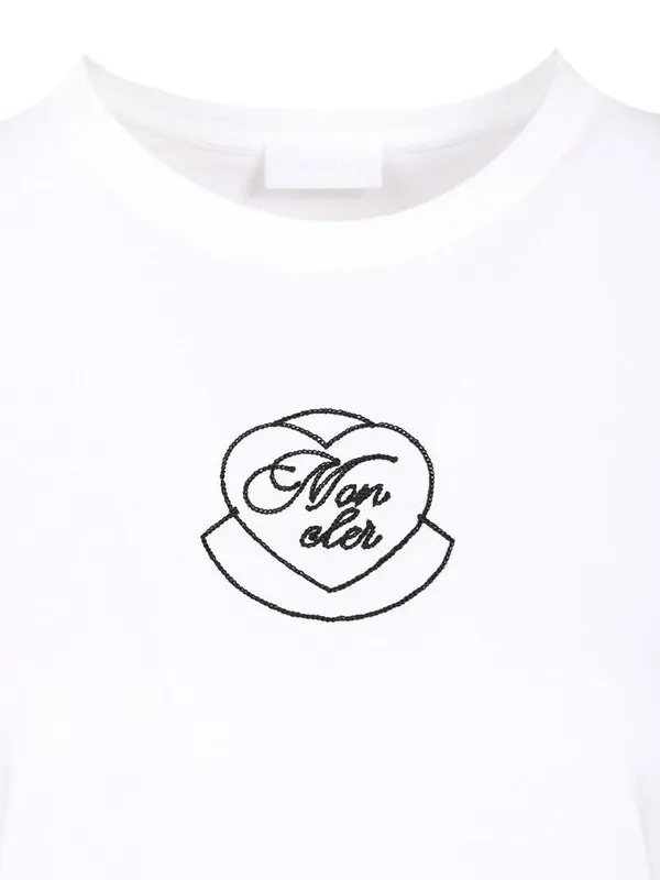 Moncler Cotton T-shirt With Embroidered Logo - White