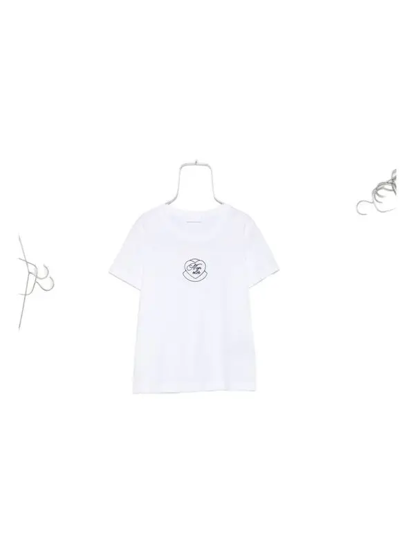 Moncler Cotton T-shirt With Embroidered Logo - White