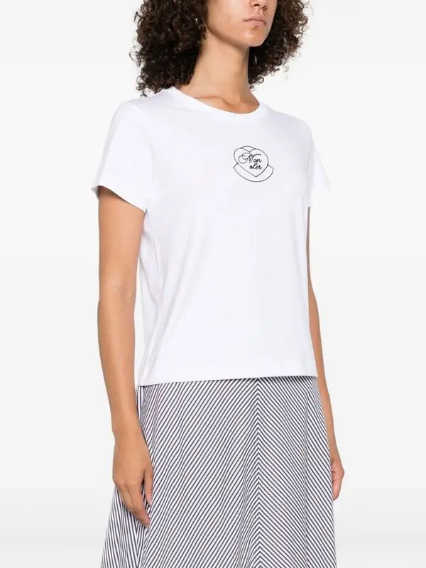 Moncler Cotton T-shirt With Embroidered Logo - White