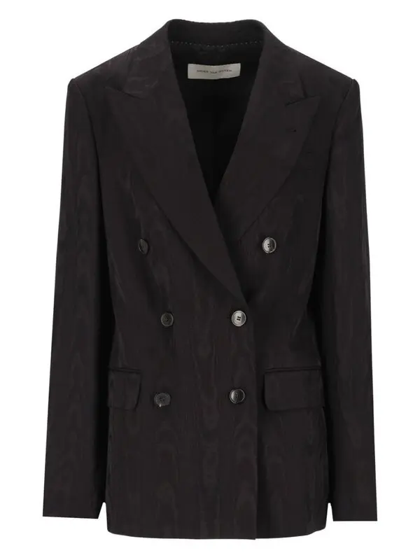Dries Van Noten Barrysta Moiré Double-breasted Blazer