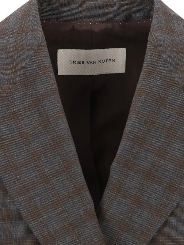Dries Van Noten Barrysta Checked Double-breasted Wool Blazer - Brown