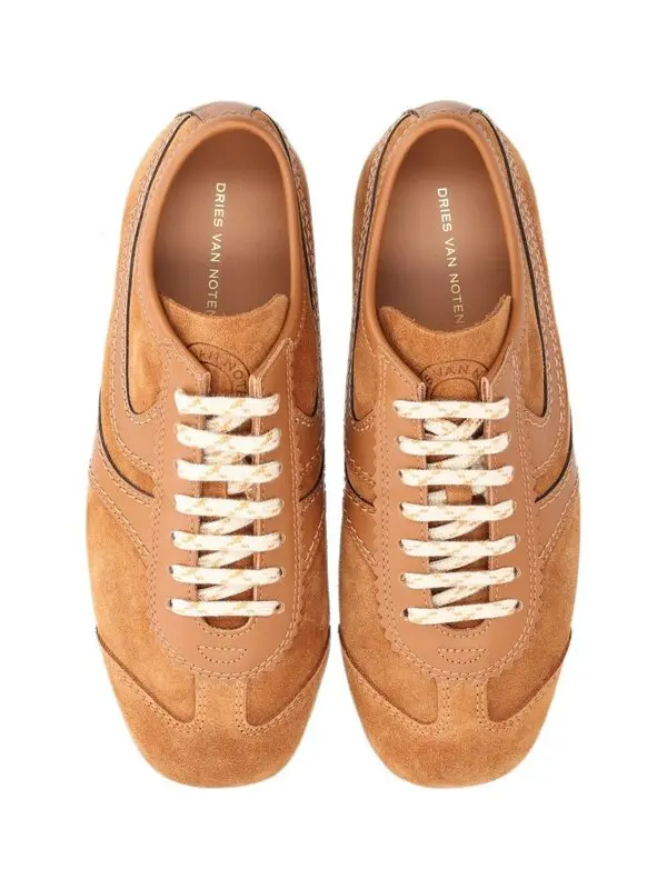 Dries Van Noten Suede And Leather Sneakers - Cream