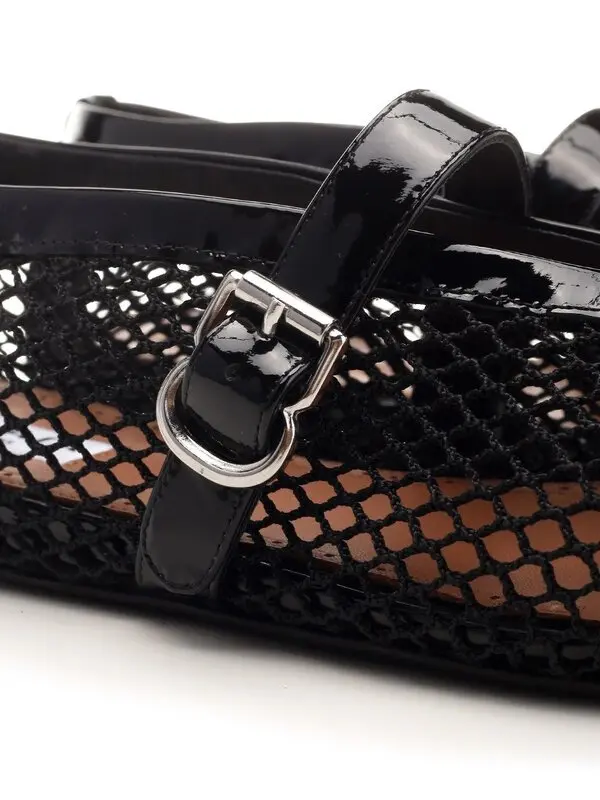 Alaïa Mesh Strap Ballerina - Black