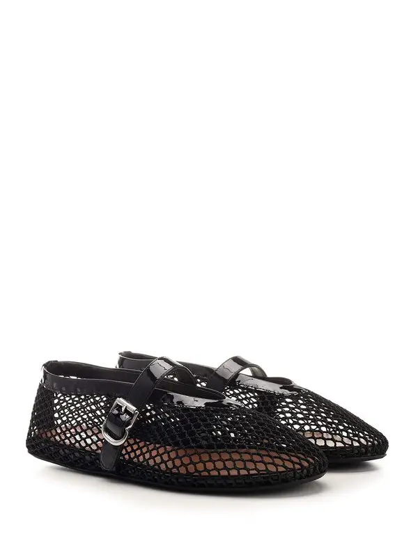Alaïa Mesh Strap Ballerina - Black