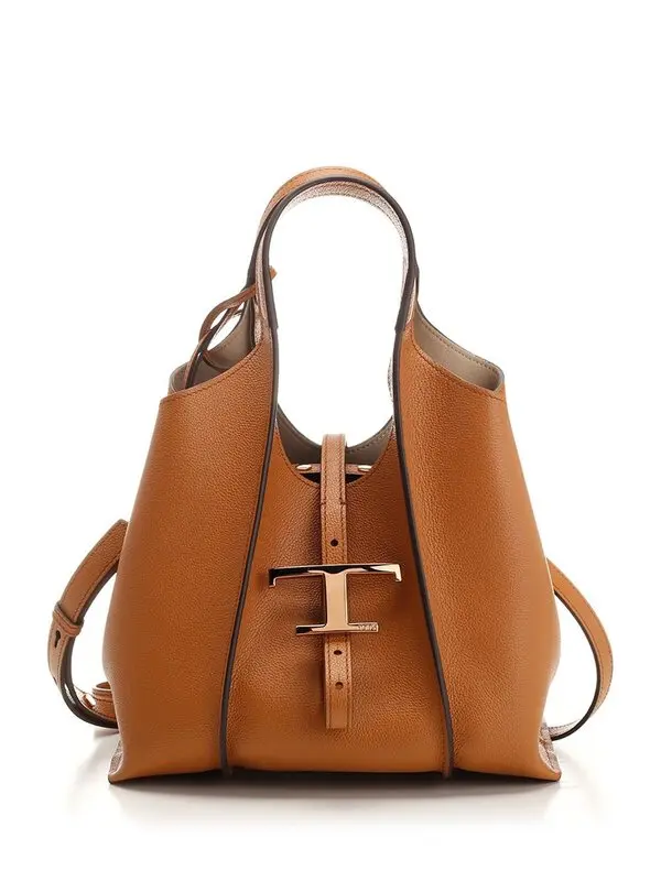 TOD'S Timeless Shopping Bag In Grained Leather - Cream