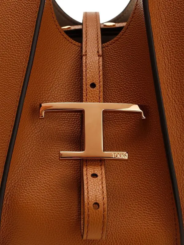 TOD'S Timeless Shopping Bag In Grained Leather - Cream