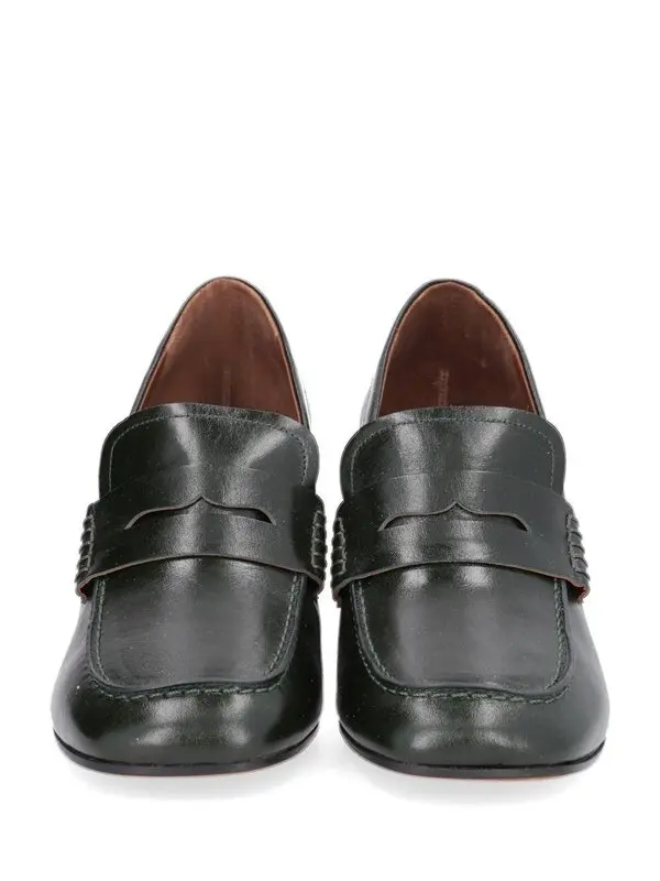 Dries Van Noten Veigtan Calf Leather Heeled Moccasin - Green