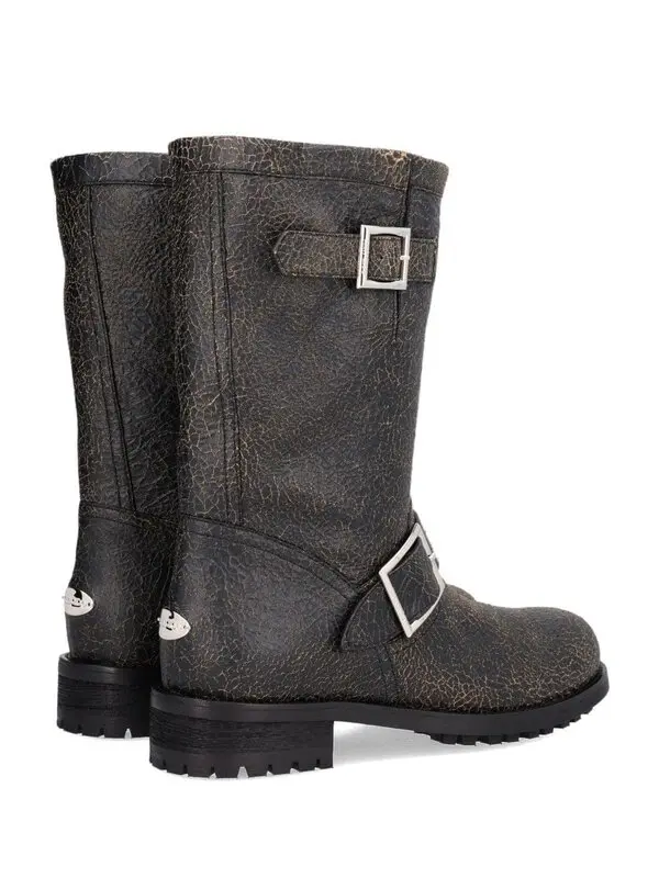 JIMMY CHOO Leather Biker Boots - Black
