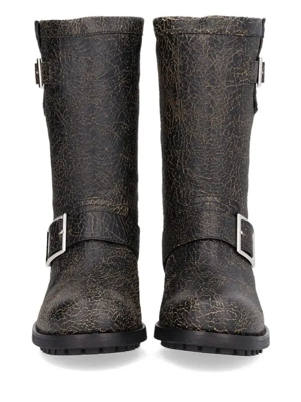 JIMMY CHOO Leather Biker Boots - Black