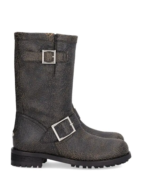 JIMMY CHOO Leather Biker Boots - Black