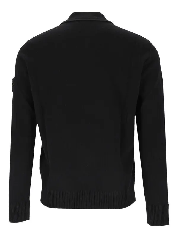 Stone Island Rws Geelong Lightweight Wool Polo Sweater - Black