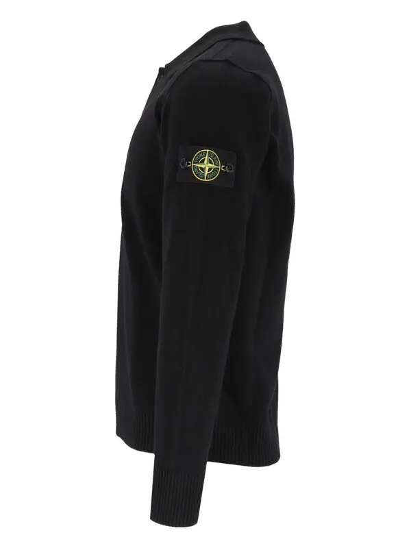 Stone Island Rws Geelong Lightweight Wool Polo Sweater - Black