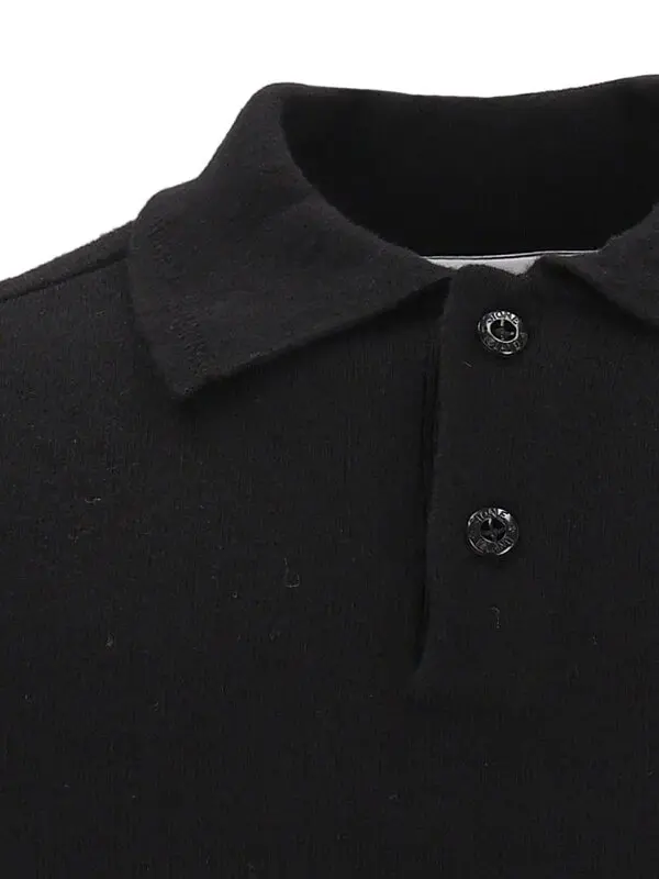 Stone Island Rws Geelong Lightweight Wool Polo Sweater - Black