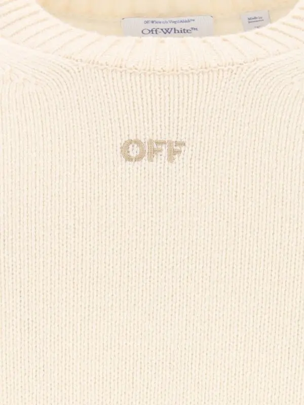 Off-White Diagonals Fuzzy Knit Crewneck - White