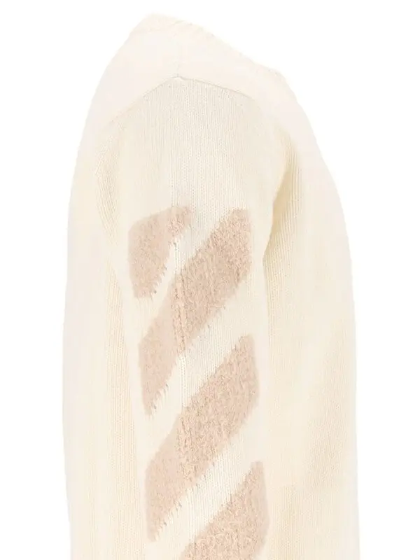 Off-White Diagonals Fuzzy Knit Crewneck - White
