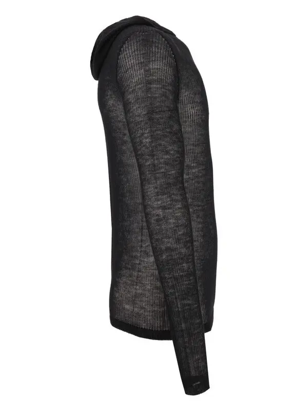 Rick Owens Ribbed Cashmere Hooded Pullover