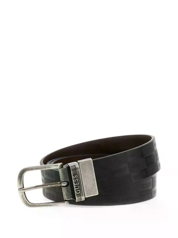 Guess Logo-embossed Reversible Belt - Black