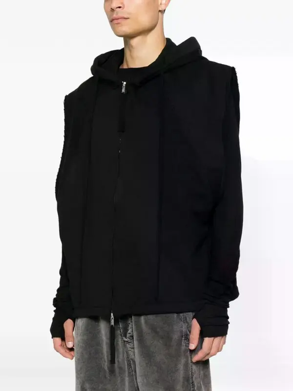 THOM KROM Raw-edge Zip-up Hoodie
