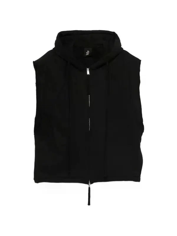 THOM KROM Raw-edge Zip-up Hoodie - Black
